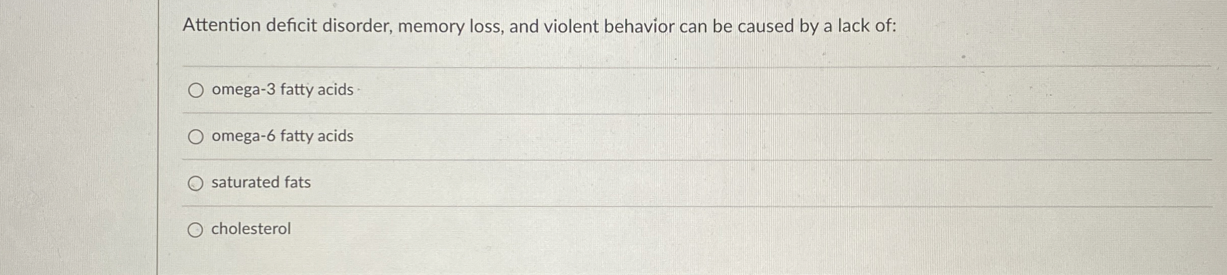 Solved Attention deficit disorder, memory loss, and violent | Chegg.com