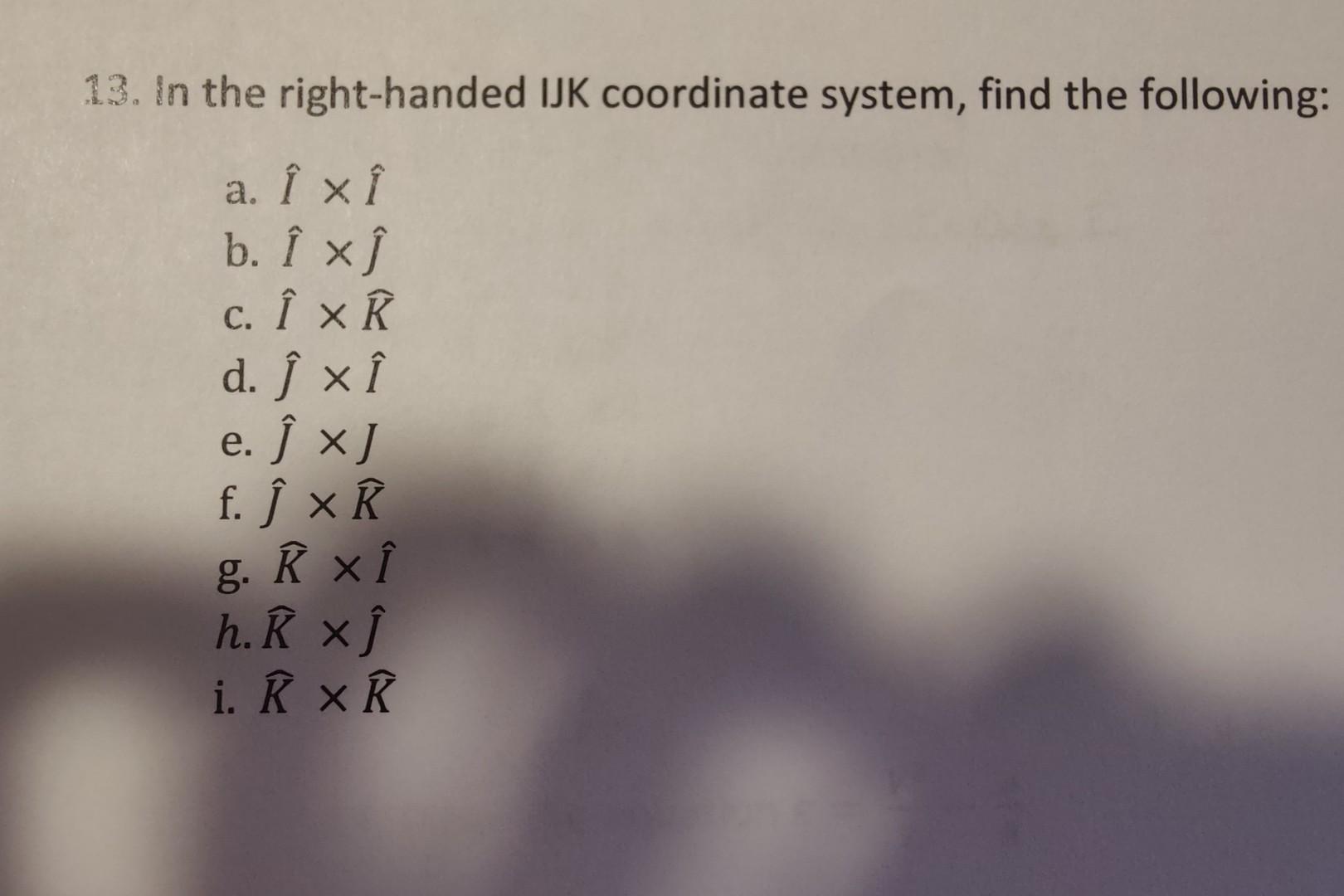 Solved 13. In the right-handed IJK coordinate system, find | Chegg.com