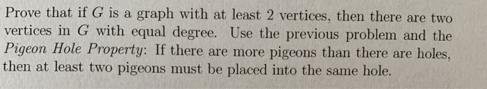 Solved Prove that if G is a graph with at least 2 vertices, | Chegg.com