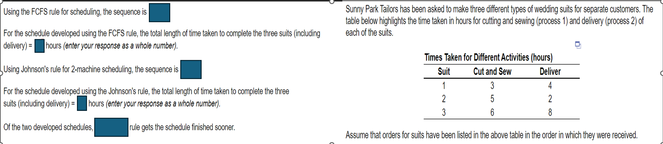 Solved Using The Fcfs Rule For Scheduling The Sequence