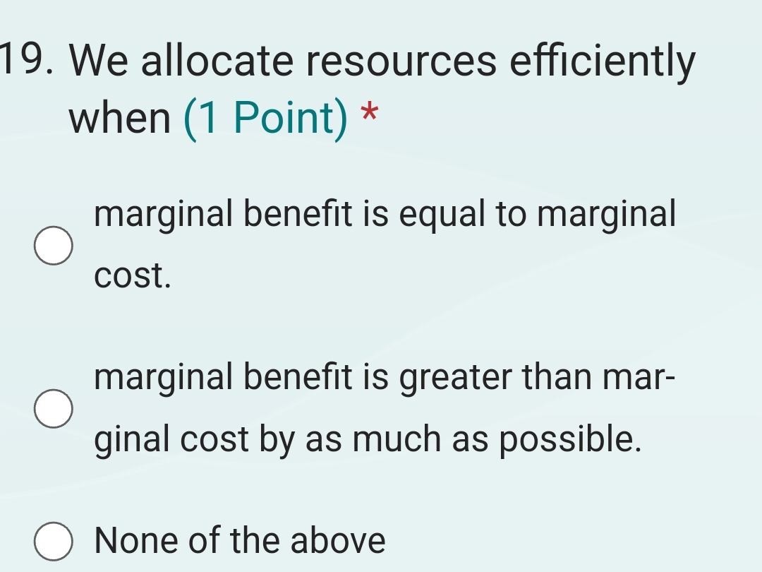 Solved We allocate resources efficiently when (1 | Chegg.com