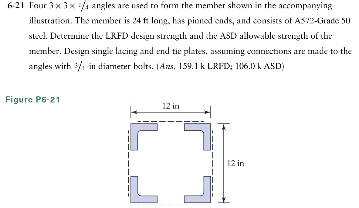 Solved 6-21 ﻿Four \( 3 \times 3 \times 1 / 4 \) ﻿angles are | Chegg.com