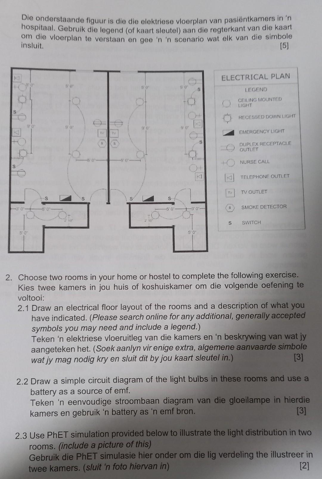 1.The figure below is an electrical floor plan for | Chegg.com