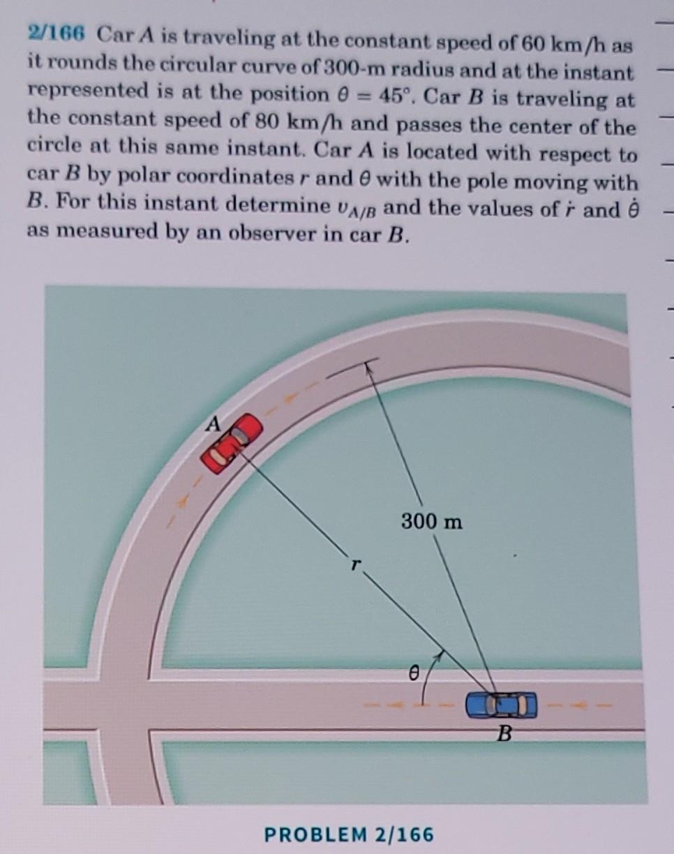 Solved 2/166 Car A is traveling at the constant speed of 60 | Chegg.com