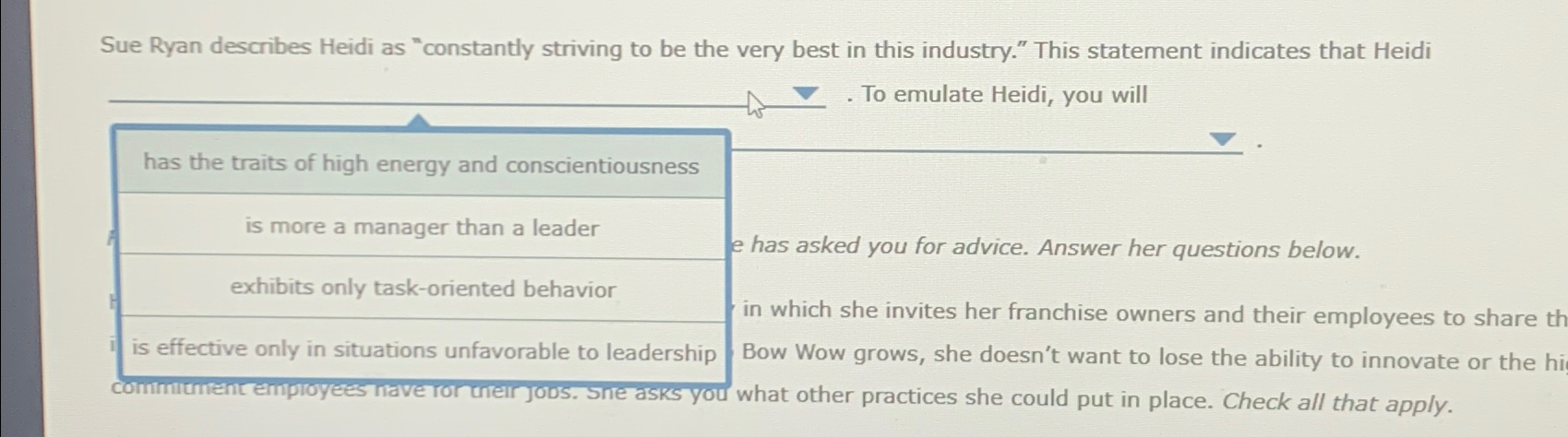 Solved Sue Ryan describes Heidi as "constantly striving to | Chegg.com