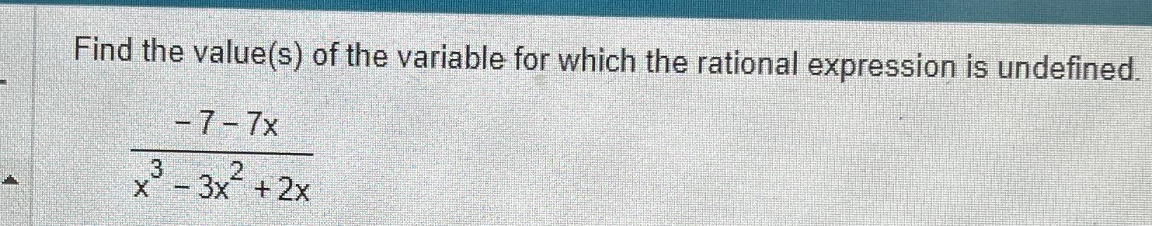 Solved Find the value(s) ﻿of the variable for which the | Chegg.com