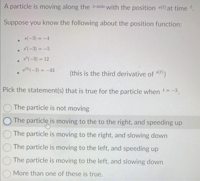 Solved A particle is moving along the x-axis with the | Chegg.com