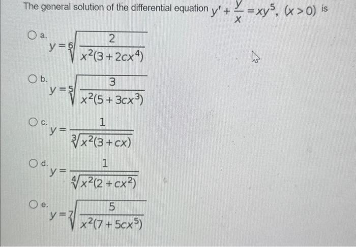 Solved The general solution of the differential equation | Chegg.com