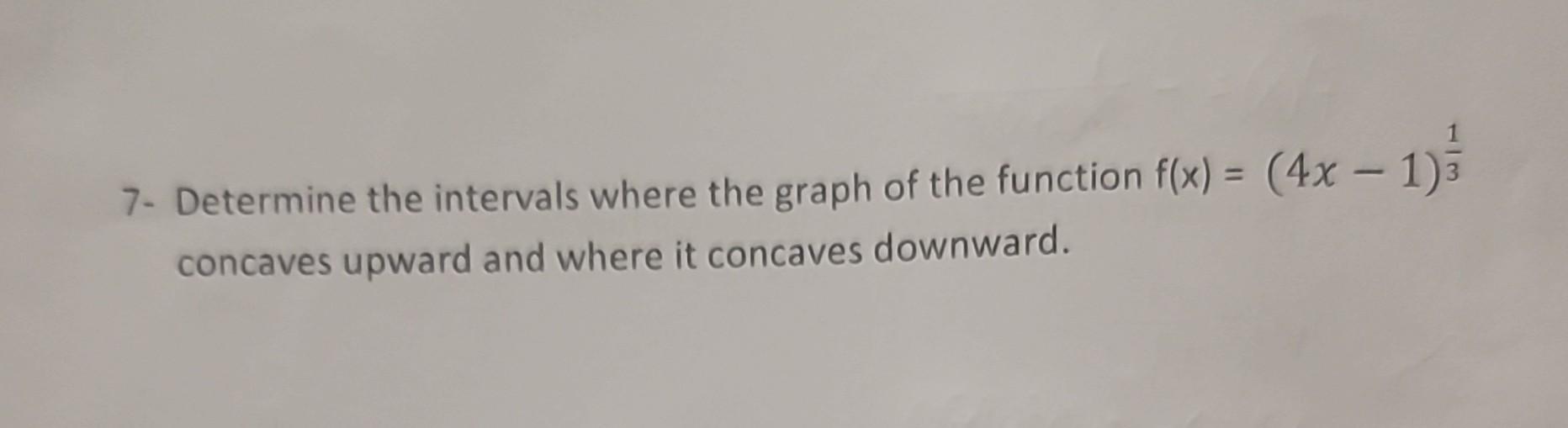 Solved 7- Determine the intervals where the graph of the | Chegg.com
