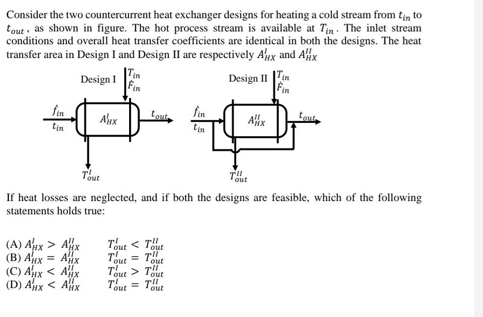 Solved Consider the two countercurrent heat exchanger | Chegg.com