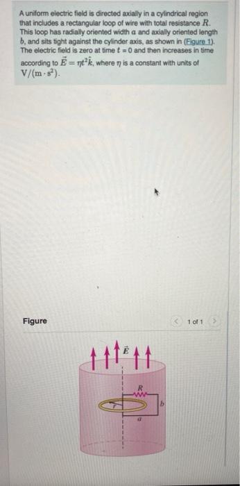 Solved A uniform electric field is directed axially in a | Chegg.com