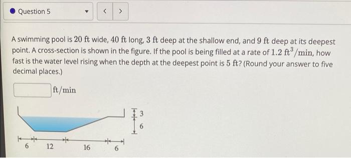 Solved A swimming pool is 20ft wide, 40ft long, 3ft deep at | Chegg.com
