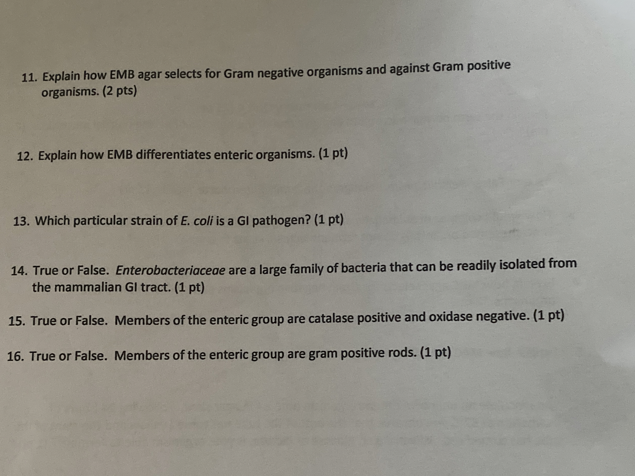 Solved Explain how EMB agar selects for Gram negative | Chegg.com