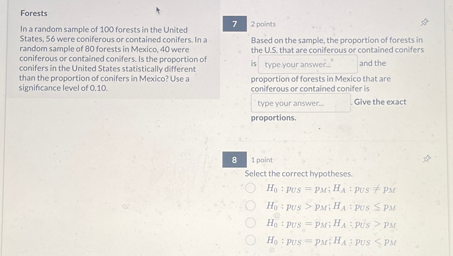 Solved ForestsIn a random sample of 100 ﻿forests in the | Chegg.com