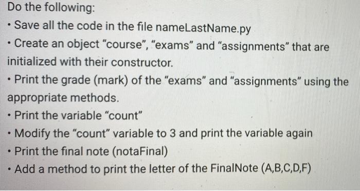 Implement the following class diagram in Python: | Chegg.com