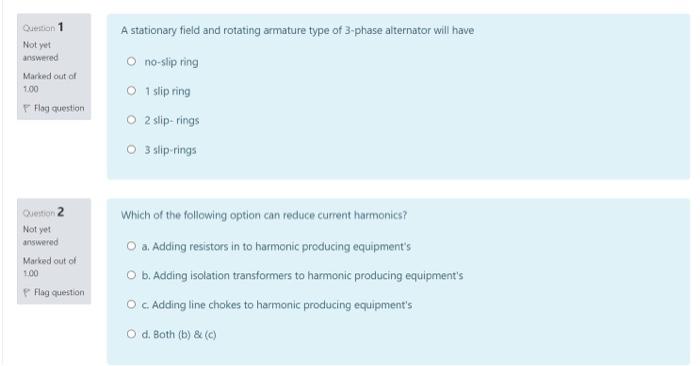 Solved A stationary field and rotating armature type of | Chegg.com