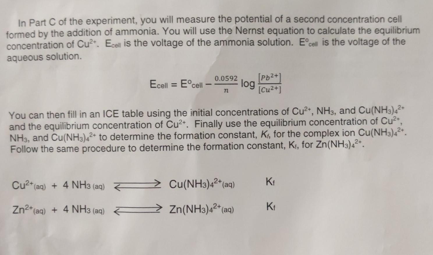 how do I find the Kf (formation constant) from these | Chegg.com