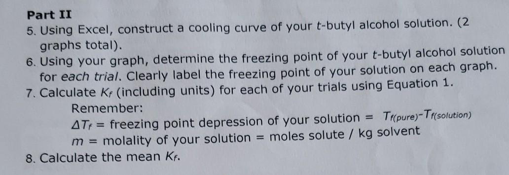 Solved Part II 5. Using Excel, construct a cooling curve of | Chegg.com