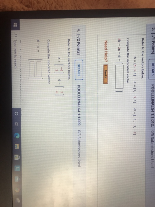 Solved 3. [-/1 Points] DETAILS POOLELINALG4 1.1.012.0/5 | Chegg.com