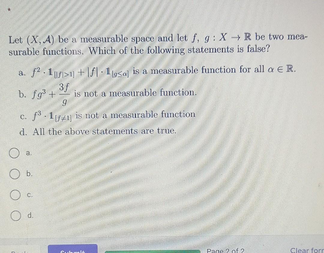 Solved Let X A Be A Measurable Space And Let F G X → R