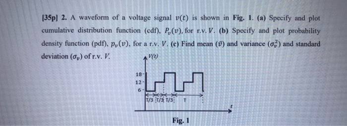 Solved (35p) 2. A waveform of a voltage signal v(t) is shown | Chegg.com