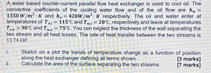 Solved A water based counter-current parallel flow heat | Chegg.com