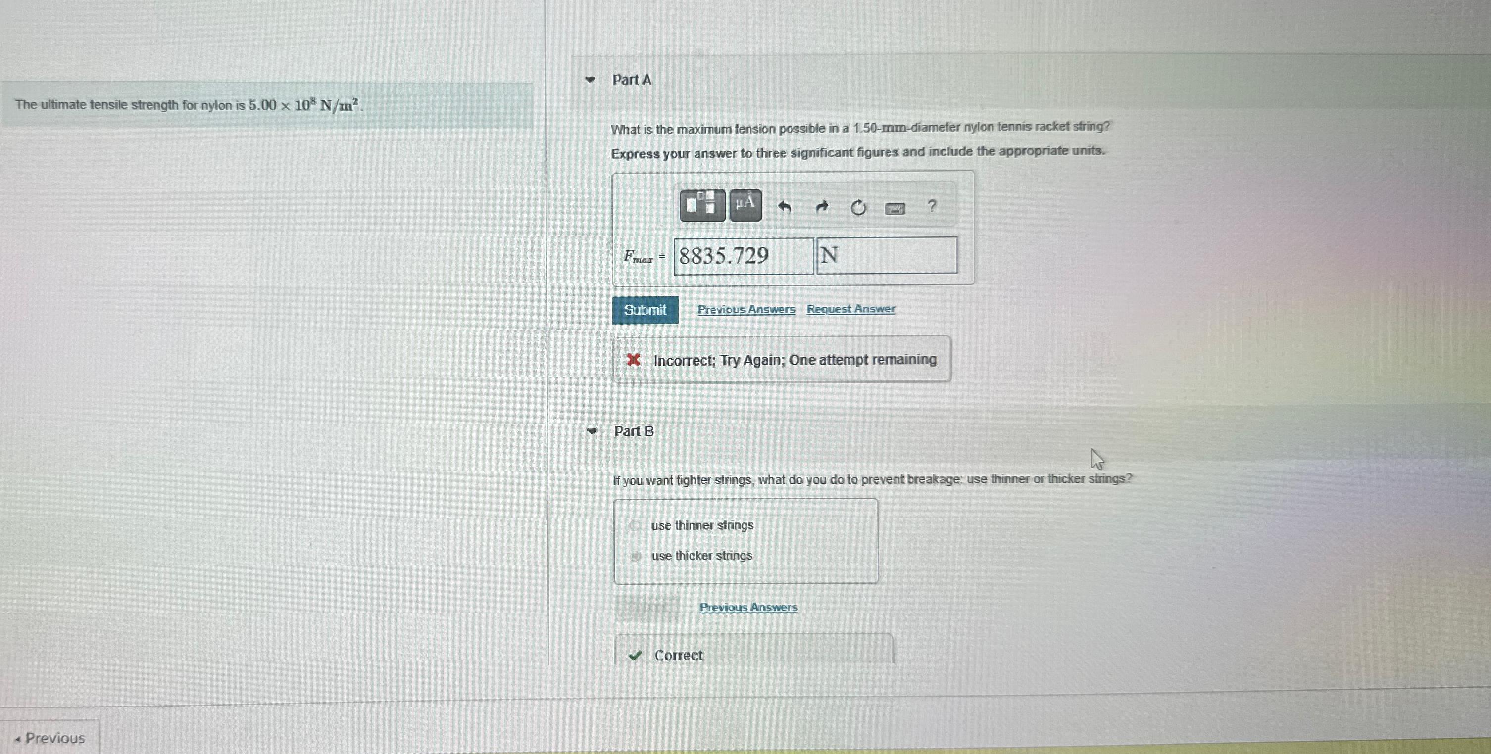 Solved The ultimate tensile strength for nylon is | Chegg.com