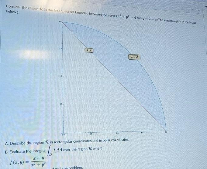Solved HELP ASAPConsider the region R in the first quadrant | Chegg.com