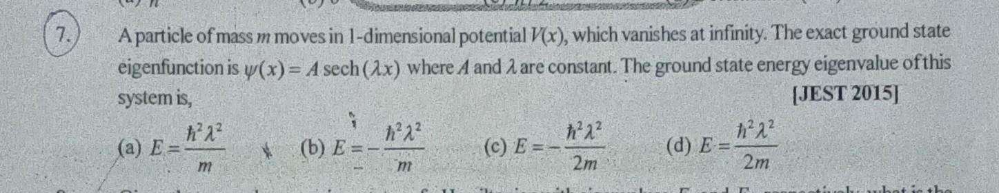 Solved A particle of mass m moves in 1-dimensional potential | Chegg.com