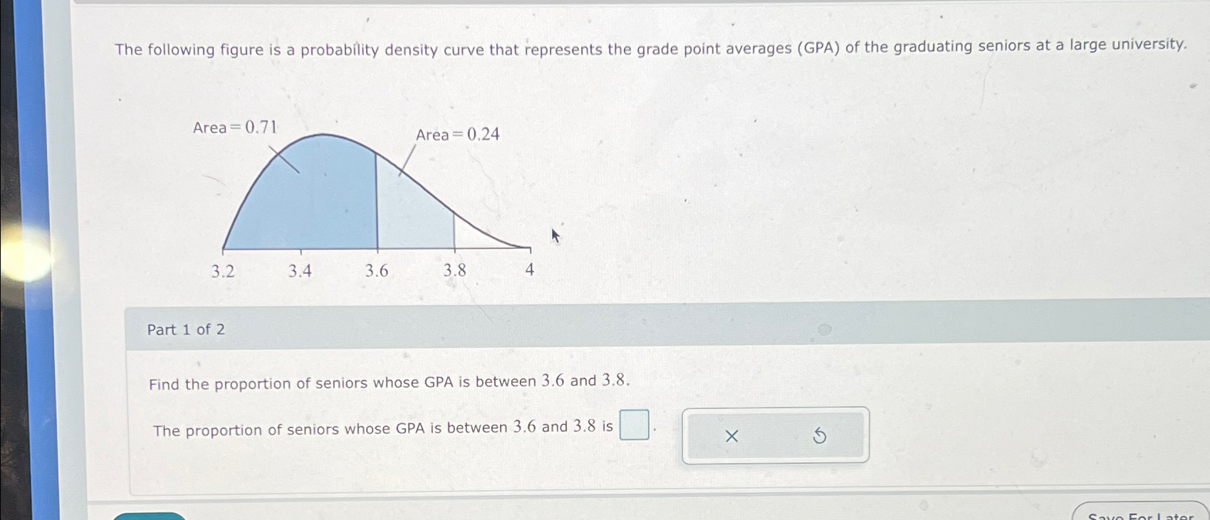 Solved The following figure is a probability density curve | Chegg.com