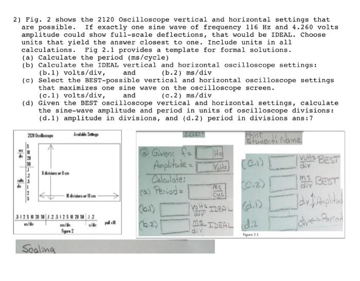 Solved 2) Fig. 2 shows the 2120 oscilloscope vertical and | Chegg.com