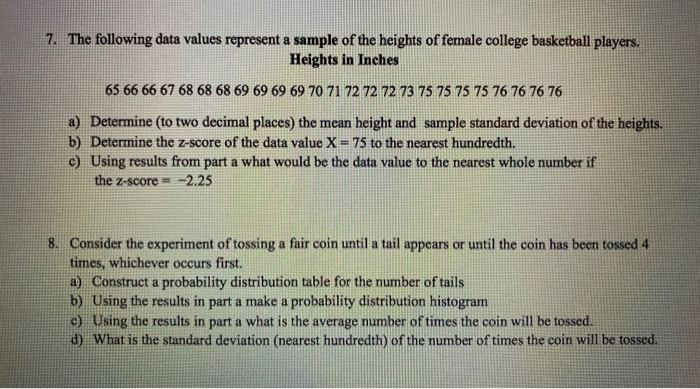 Solved 7. The following data values represent a sample of | Chegg.com