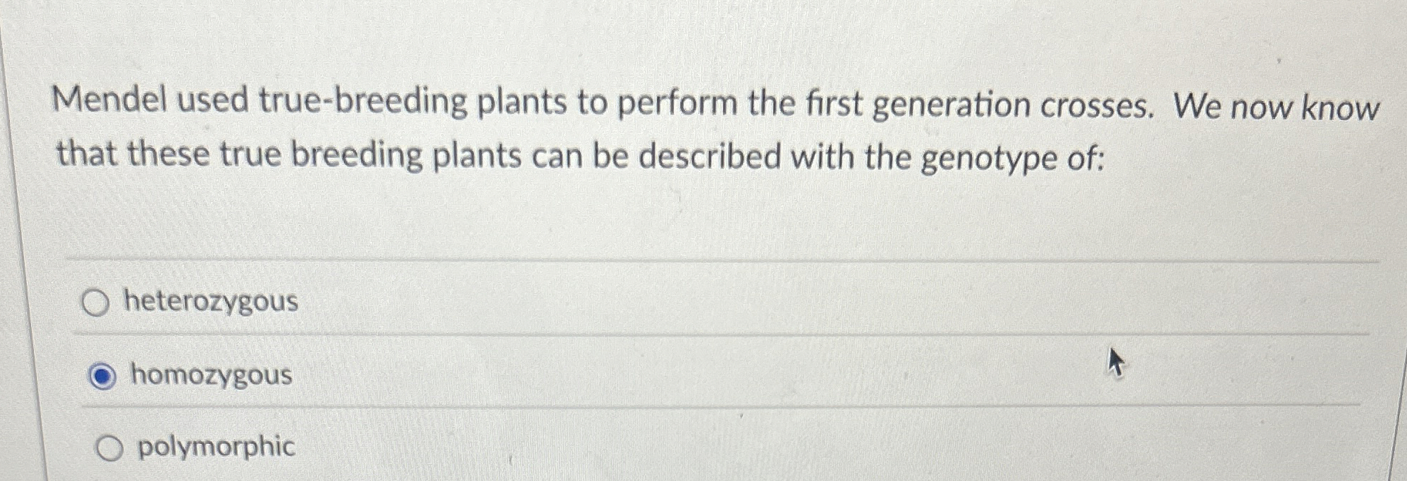 Solved Mendel used true-breeding plants to perform the first | Chegg.com