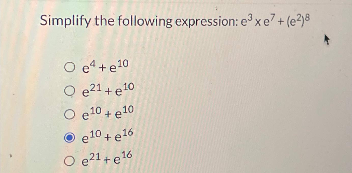 Solved Simplify the following expression: | Chegg.com