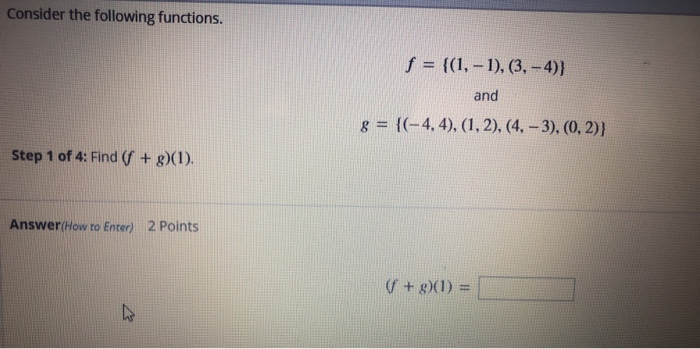 Solved Consider the following functions. f = {(1, - 1), (3, | Chegg.com Solved Consider the following functions. f = {(1, - 1), (3, | Chegg.com