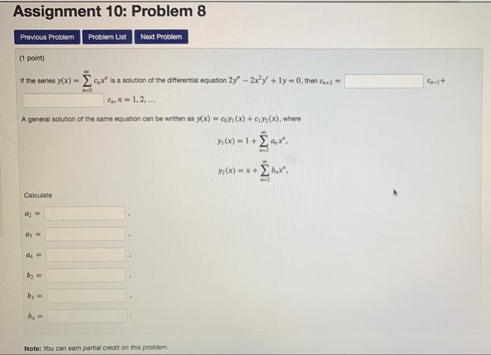 Solved Assignment 10: Problem 8 Previous Problem Problem | Chegg.com