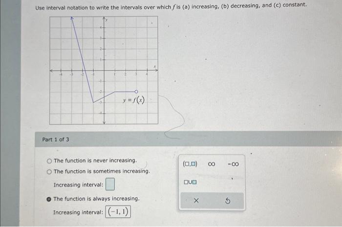 Solved Use interval notation to write the intervals over | Chegg.com