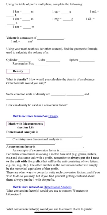 Solved Using the table of prefix multipliers, complete the | Chegg.com
