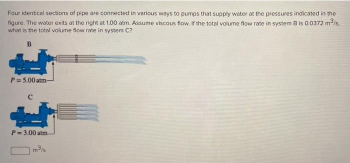 Solved Four identical sections of pipe are connected in | Chegg.com