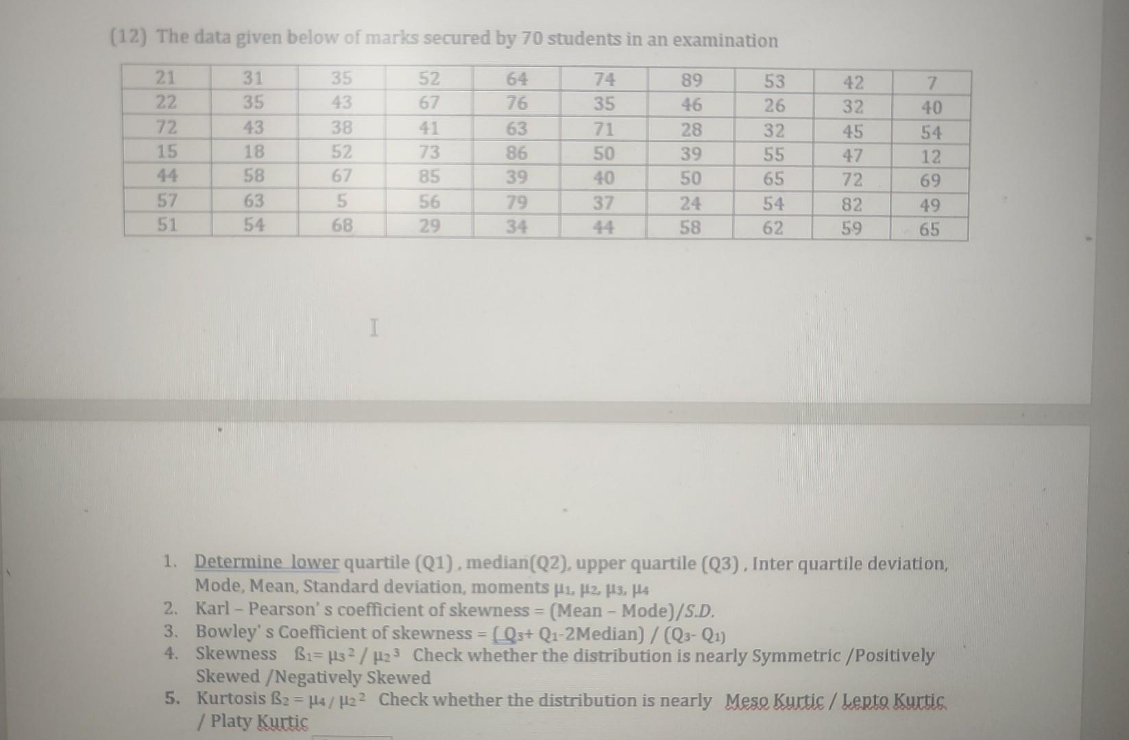 Solved (q1). Following table presents the thickness of a | Chegg.com