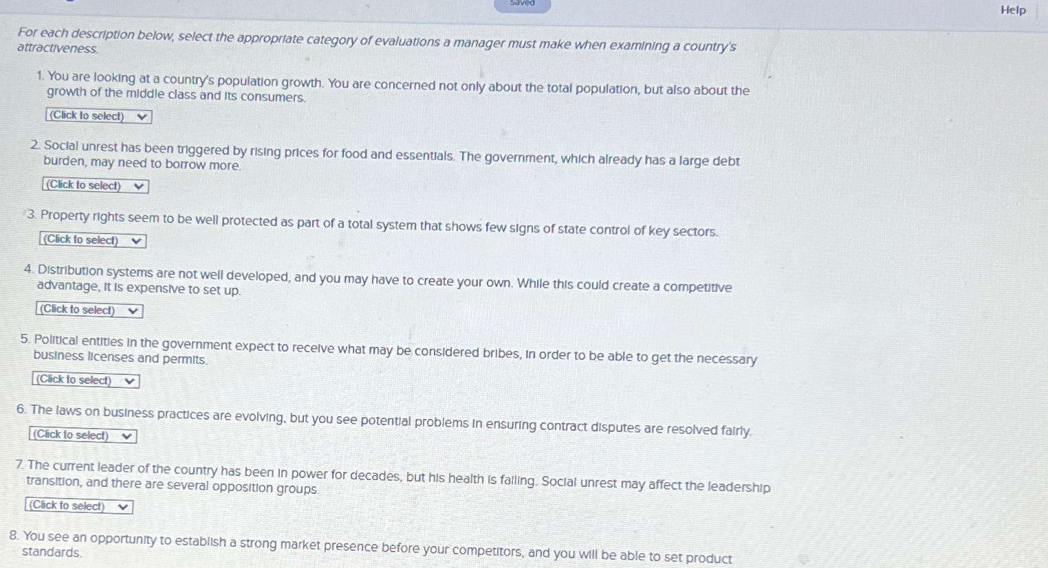 Solved HelpFor each description below, select the | Chegg.com