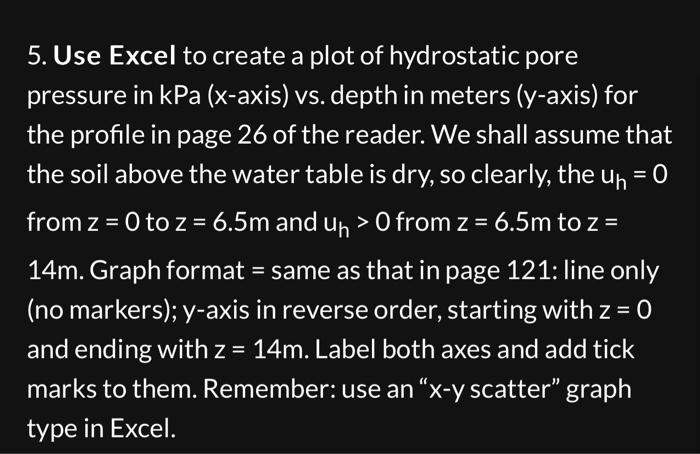 Solved Use Excel to create a plot of hydrostatic pore | Chegg.com