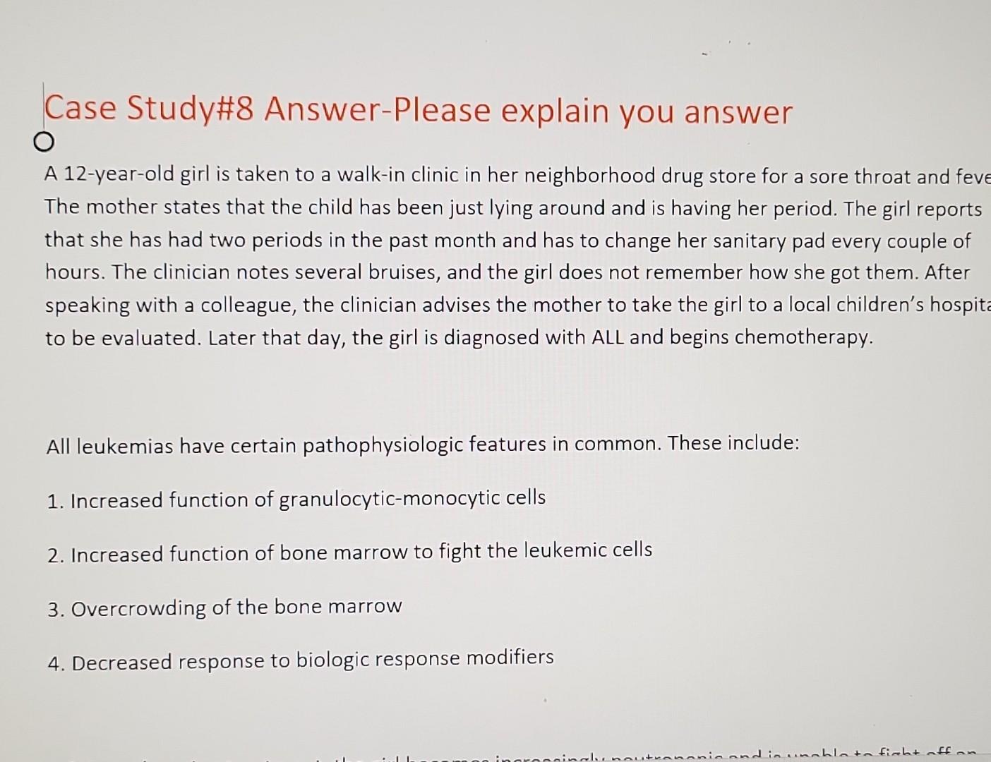 Solved Case Study\#8 Answer-Please explain you answer 0 A | Chegg.com