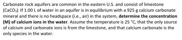 Solved Carbonate rock aquifers are common in the eastern | Chegg.com