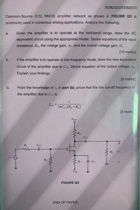 Solved EDB2033/EEB2013 Common-Source (CS) NMOS amplifier | Chegg.com