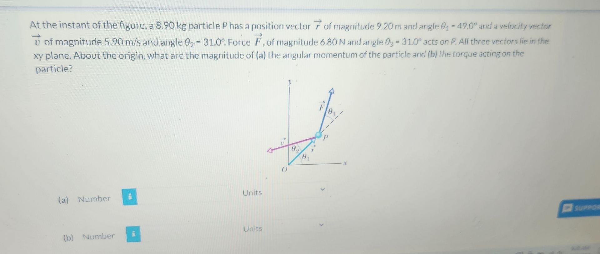 Solved At the instant of the figure, a 8.90 ﻿kg particle P | Chegg.com