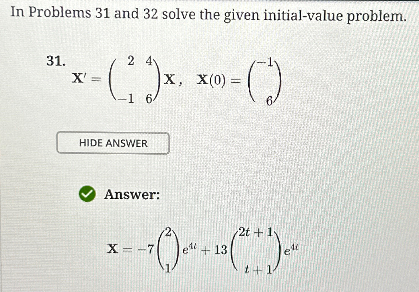Please show how to solve 31. ﻿In Problems 31 ﻿and 32 | Chegg.com