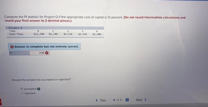 Solved Compute the PI statistic for Project Q if the | Chegg.com