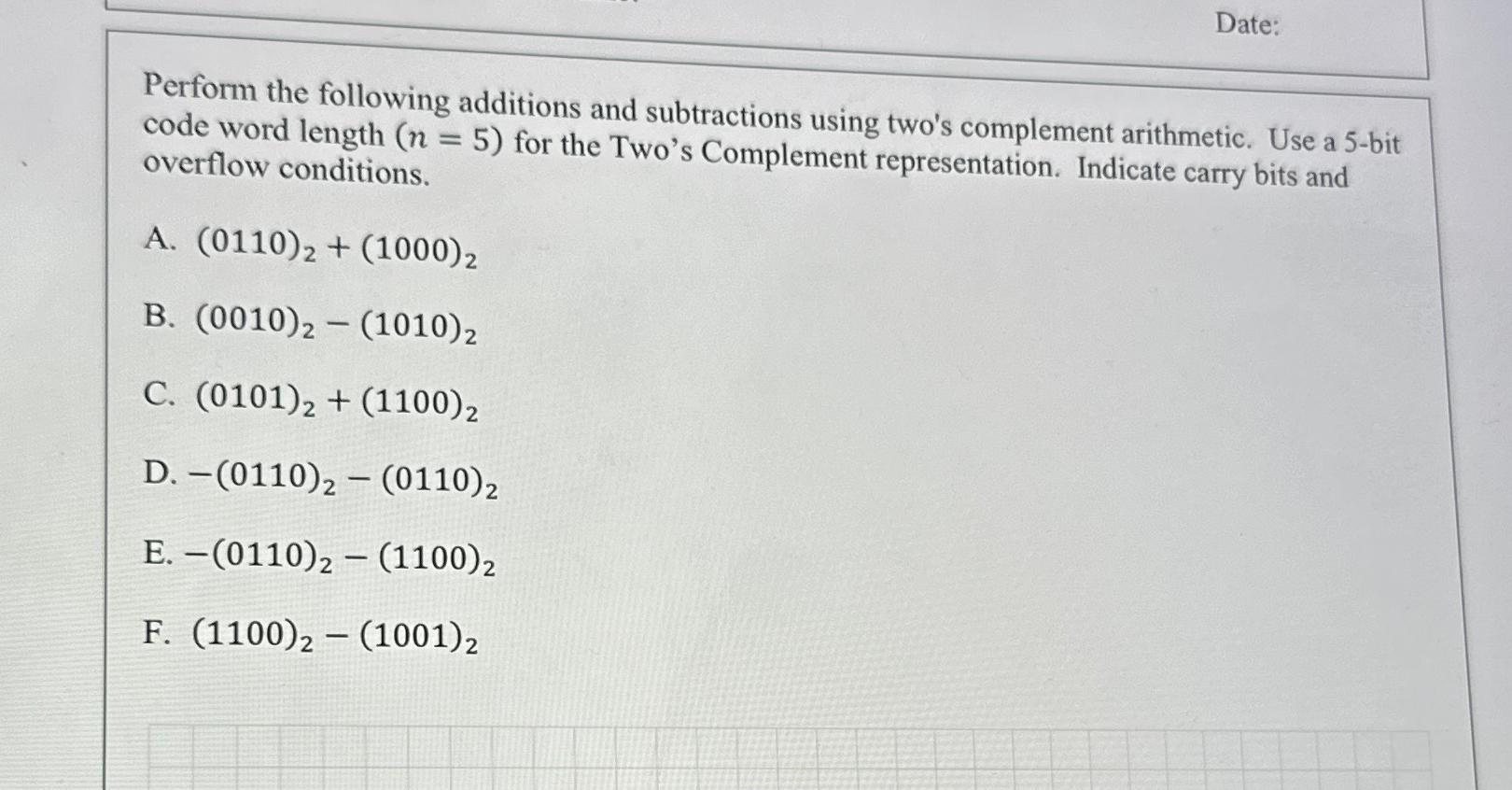 Solved Date:Perform the following additions and subtractions | Chegg.com