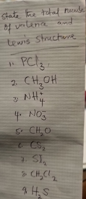 Solved state the total number of valence and lewis | Chegg.com